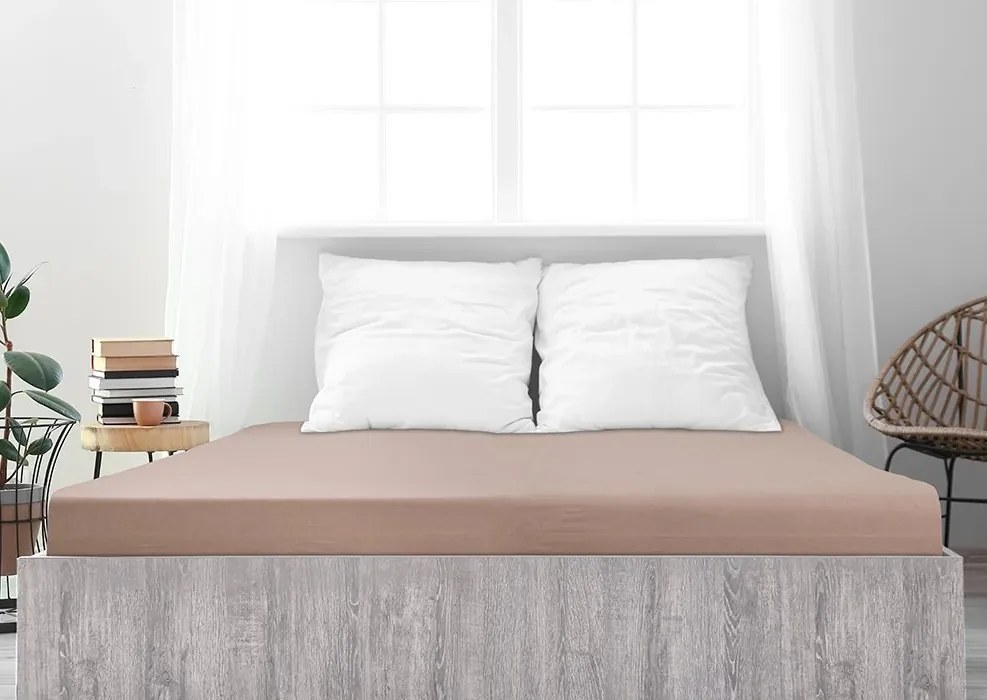 Jersey prostěradlo z mako bavlny LUXORA 90x200 cm světle hnědé