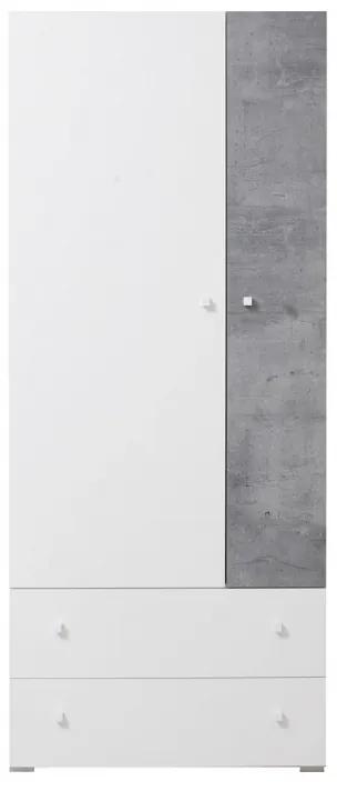 Šatní skříň Pardwa PR03 L / P, Barva: bílý / beton