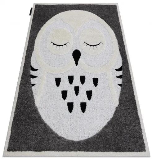 Dětský kusový koberec JOY Sova sovička šedý krémový Rozměr: 140x190 cm