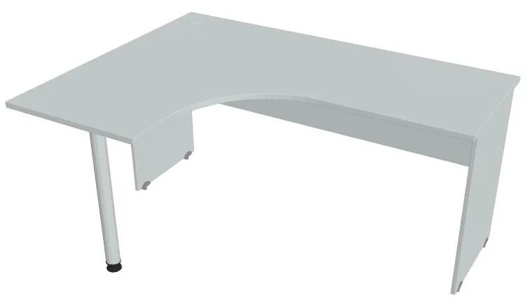 Stůl ergo pravý 160*120 cm - Hobis Gate GE 60 P Dekor stolové desky: šedá, Dekor lamino podnože: šedá, Barva nohy: stříbrná