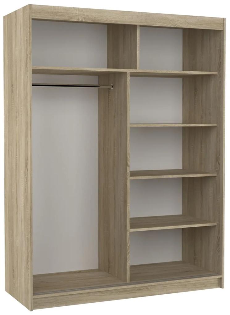 Šatní skříň s posuvnými dveřmi Riva - 150 cm Barva: dub Sonoma/Bílá