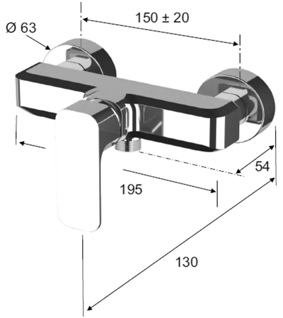 Sapho, SPY nástěnná sprchová baterie, černá matná, PY11/15