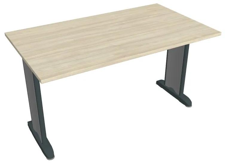 Stůl jednací rovný 140 cm - Hobis Flex FJ 1400 Dekor stolové desky: akát, Barva nohou: černá