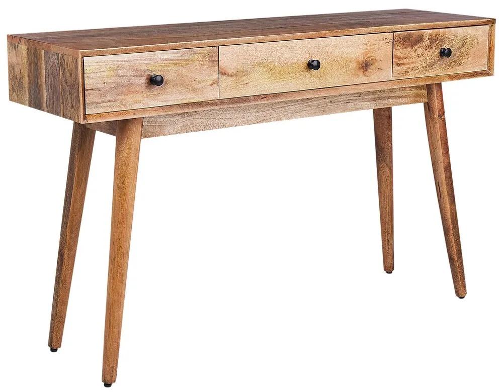 Konzolový stolek z mangového dřeva se 3 zásuvkami světlé dřevo KINSELLA Beliani