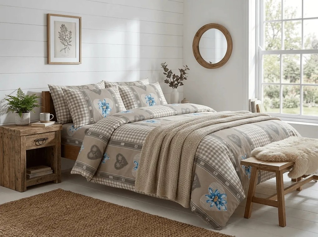 Krepové povlečení HEART RETRO POLY hnědé Rozměr povlečení: 70 x 90 cm | 140 x 220 cm