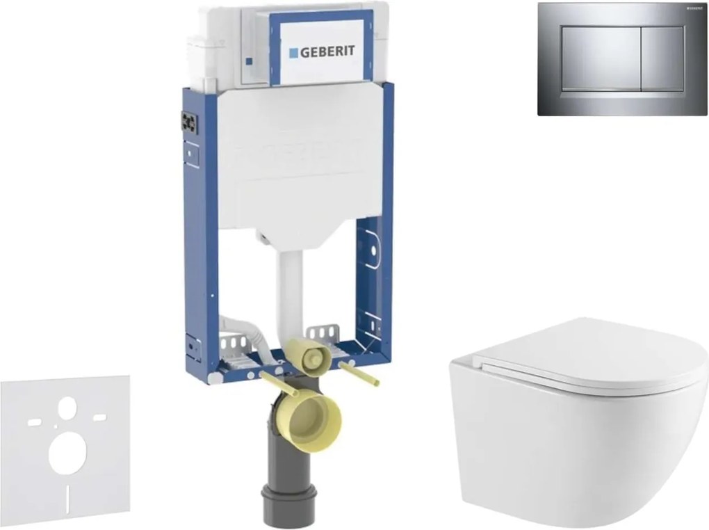 Geberit Kombifix - Set předstěnové instalace, klozetu Oudee a sedátka softclose, tlačítko Sigma20, chrom SANI15CA1139