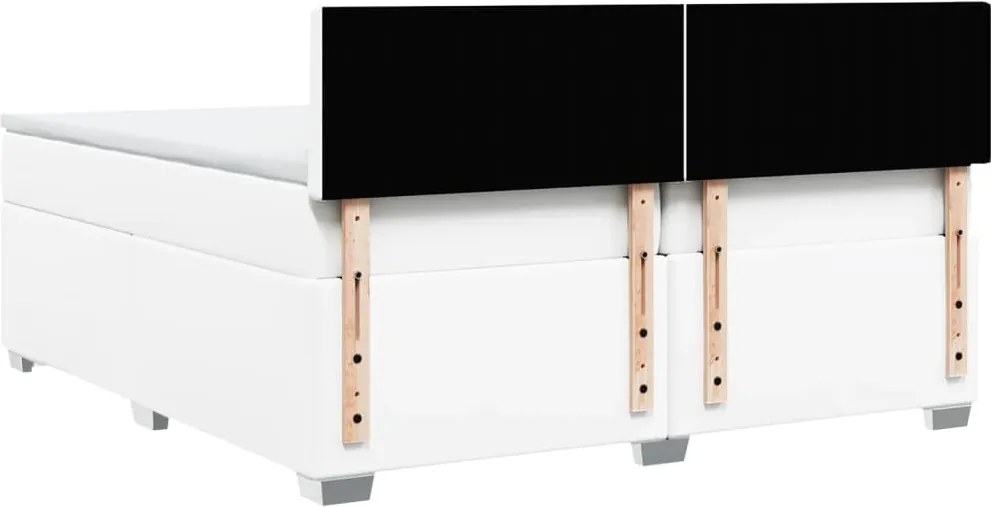 Box spring postel s matrací bílá 200x200 cm umělá kůže 3286137