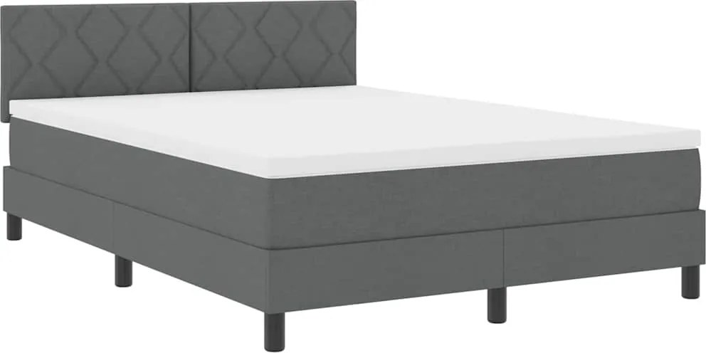 Postel s boxspringem s čelo Tmavě šedá 140 x 200 cm textil 3338770
