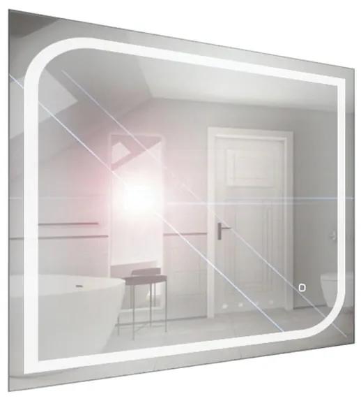 BPS-koupelny Zrcadlo závěsné s pískovaným motivem a LED osvětlením Nikoletta LED 6 Typ: bez vypínače, Rozměry (cm): 80x65 - (Nikoletta LED 6/80)