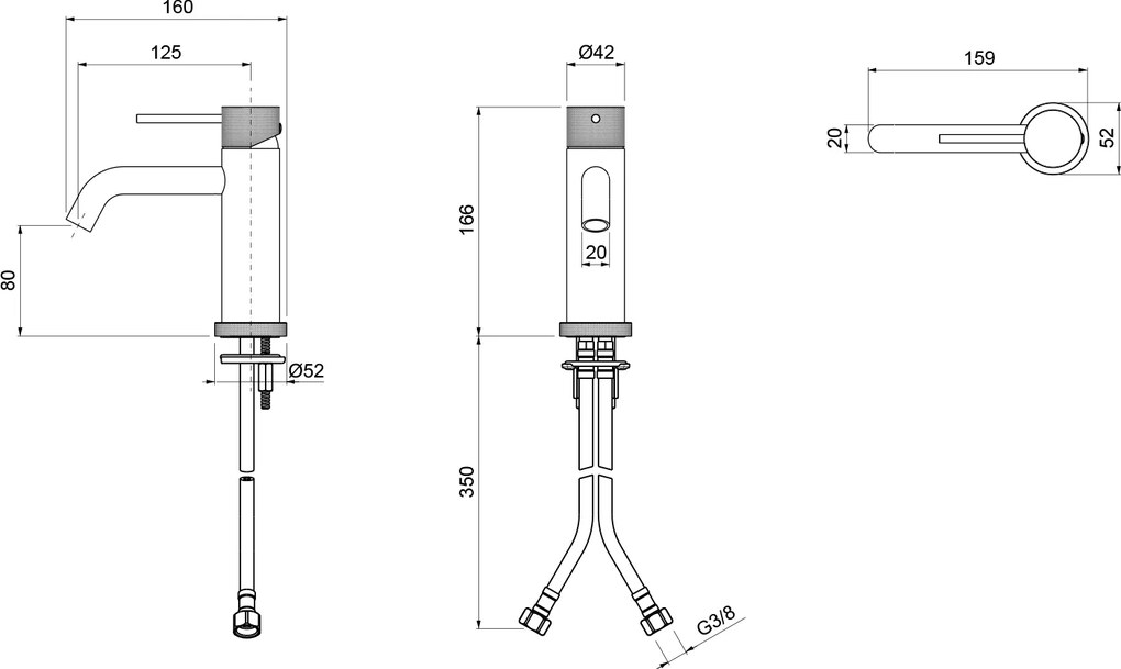 Sapho Sapho, ULTRASAN stojánková umyvadlová baterie bez výpusti, černá matná, UT002VB