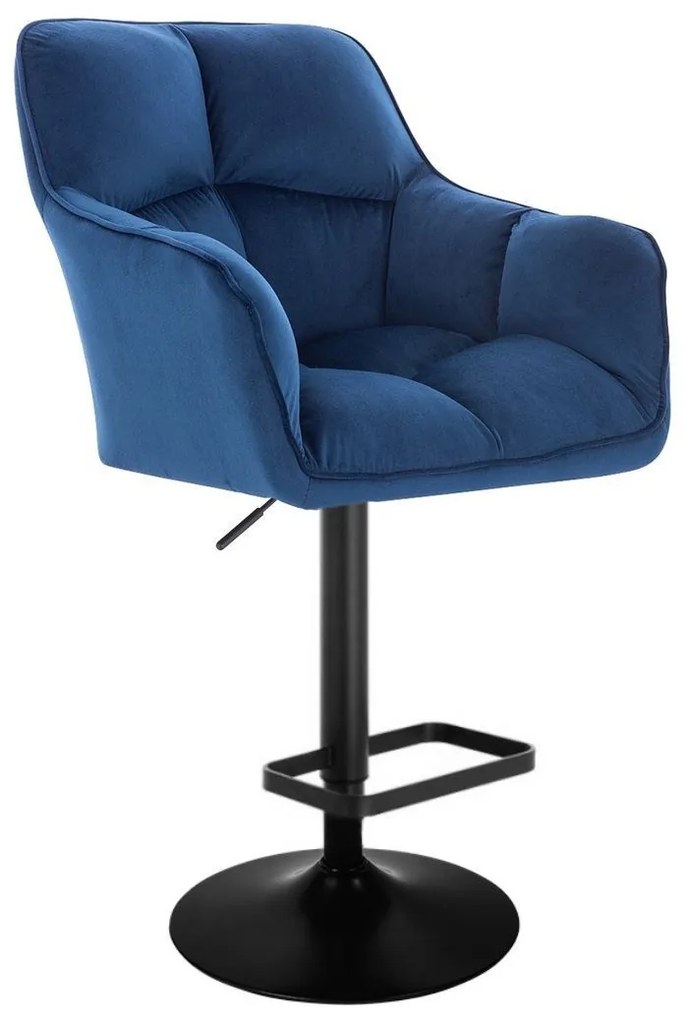 LuxuryForm DESIGN Barová židle AMALFI VELUR na černé kulaté podstavě - modrá