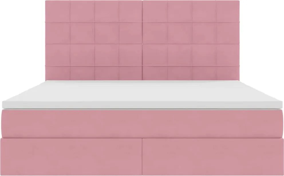 Postel s úložným prostorem a matrací Růžová 160 x 200 cm samet 3372044