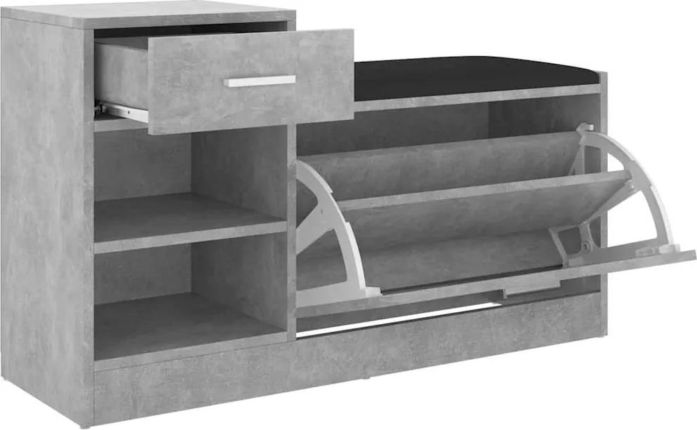 Lavice s botníkem betonově šedá 94,5 x 31 x 57 cm kompozit 326745