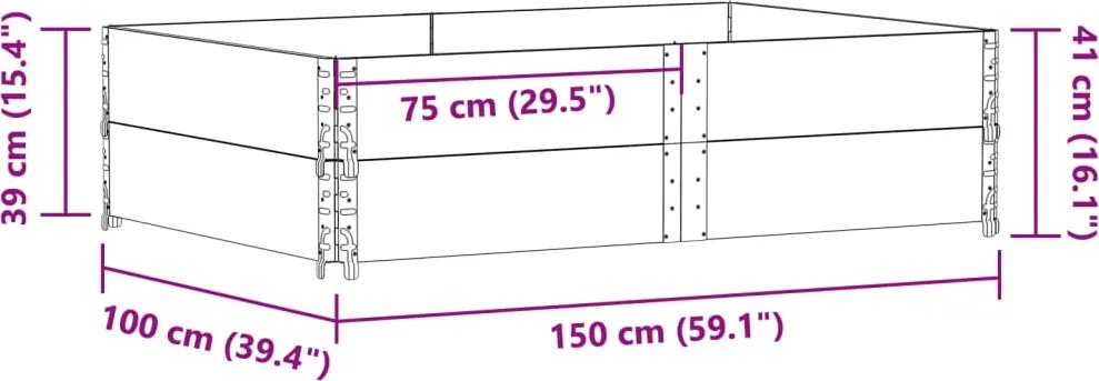 Zahradní truhlík šedý 150 x 100 cm masivní borové dřevo 3295417