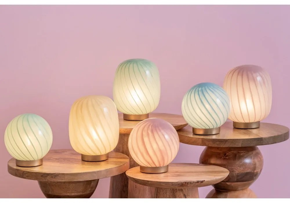 Světle zelená stolní lampa se skleněným stínidlem (výška 20 cm) Summer Globe – Leitmotiv