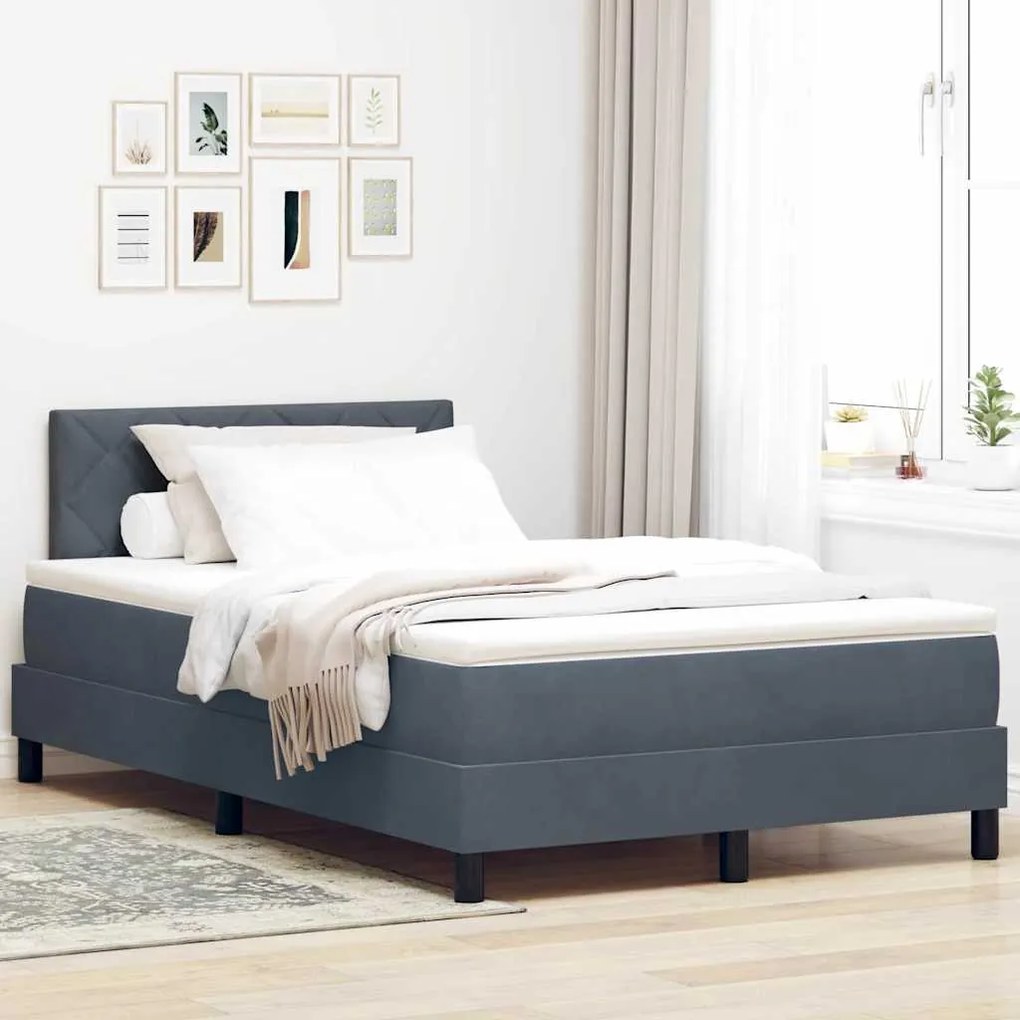 Postel s boxspringem s čelo Tmavě šedá 120 x 200 cm samet 3339231