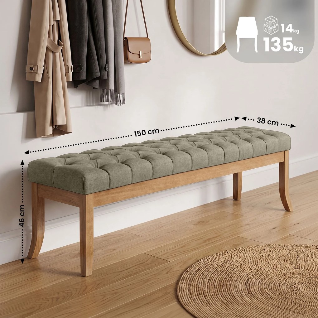 Lavice Ramses látka světlý antik 150 – taupe