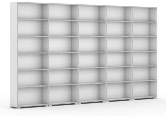 Knihovna SILVER LINE, bílá, 5 sloupců, 2230 x 4000 x 400 mm