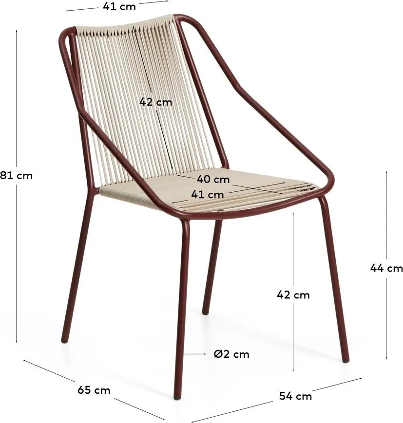 Vínová/krémová zahradní židle Zivia – Kave Home