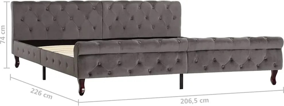 Rám postele šedý samet 200 x 200 cm 288563