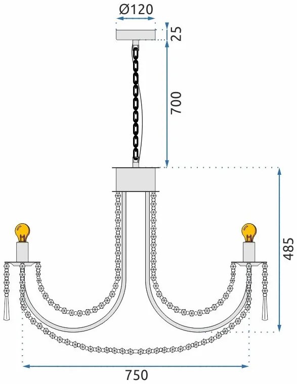 Toolight Závesné křišťálové osvětlení APP766-8CP zlatá