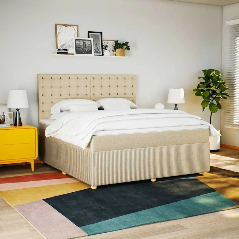 Box spring postel s matrací krémová 180x200 cm textil 3294454