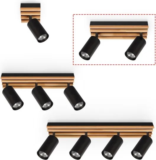 Brilagi - Bodové svítidlo SELE WOOD ACOUSTIC 2xGU10/30W/230V černá/dřevo