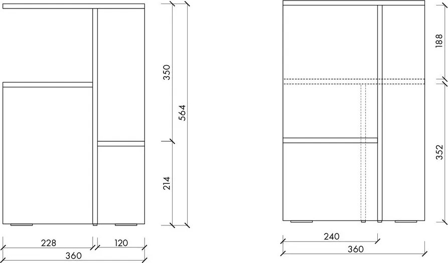 Černý noční stolek s poličkami Atik – noo.ma