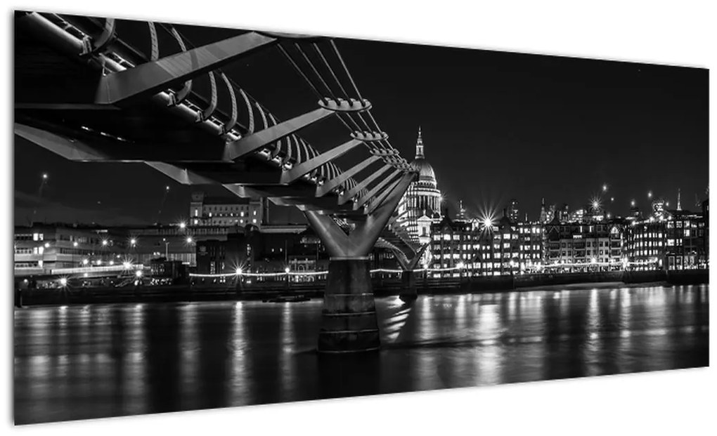 Černobílý obraz mostu (100x40cm)