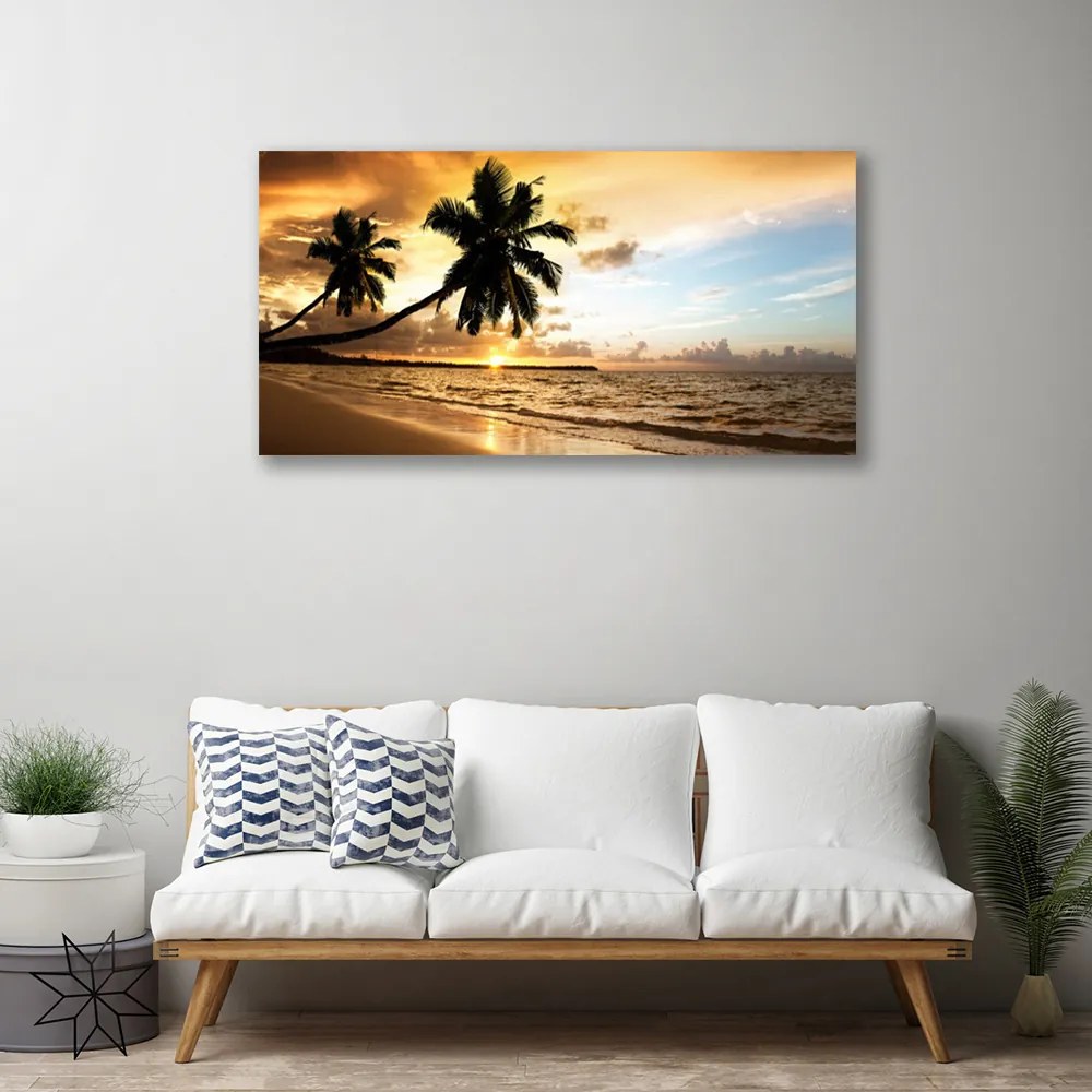 Obraz na plátně Palma Stromy Pláž Krajina 140x70 cm