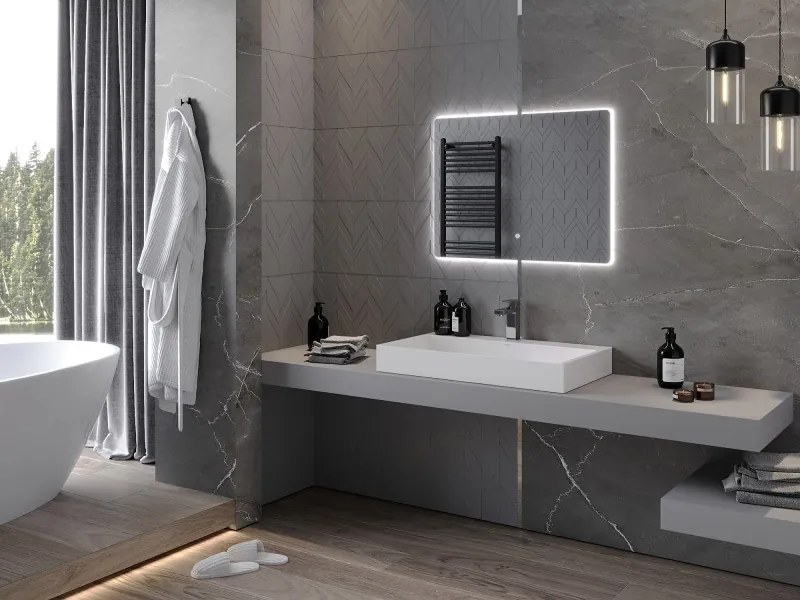 Mexen Sun koupelnové zrcadlo s osvětlením 80 x 60 cm, LED 6000K, proti zamlžování - 9807-080-060-611-00