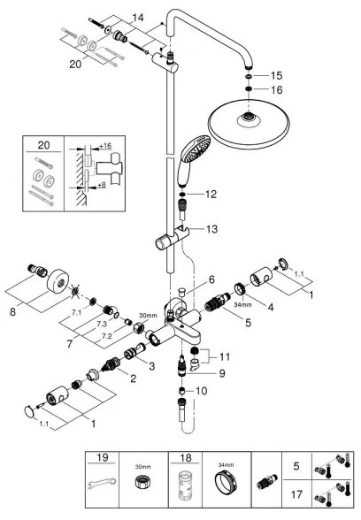 GROHE 269882431 - Sprchový systém VITALIO START SYSTEM 250 390 mm černá