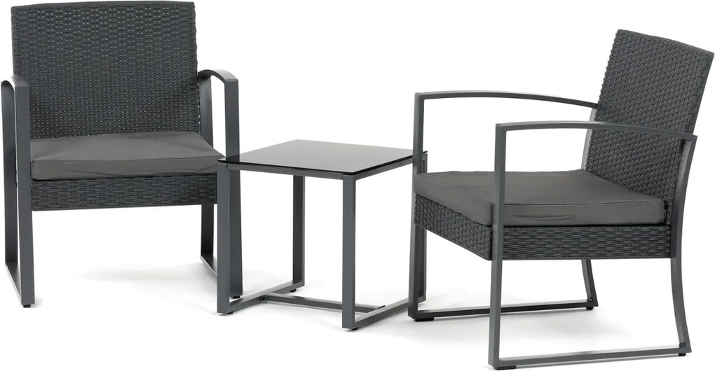 Zahradní set MAREC 1+2 - šedý polyratan / kovová konstrukce