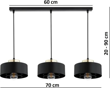 Brilagi - Lustr na lanku SPRING 3xE27/60W/230V černá/zlatá
