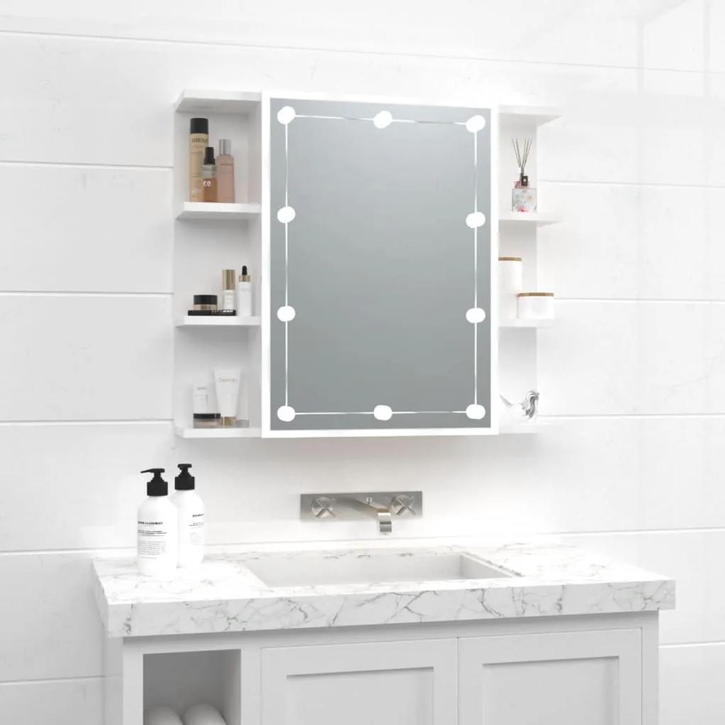 Zrcadlová skříňka s LED bílá s vysokým leskem 70 x 16,5 x 60 cm - Default Title