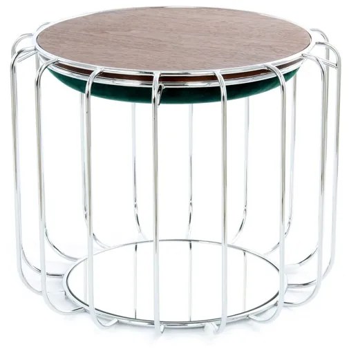 Kayoom Odkládací stolek / Pouf Comfortable 110 tmavě zelená / stříbrná