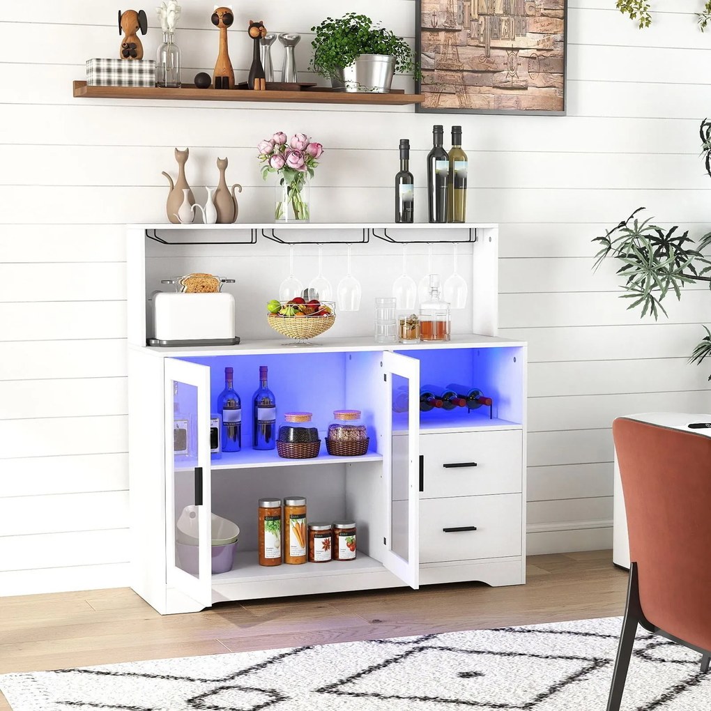 Costway Kuchyňská skříňka bufetová s otevřenými – 120 × 40 × 115,5 cm