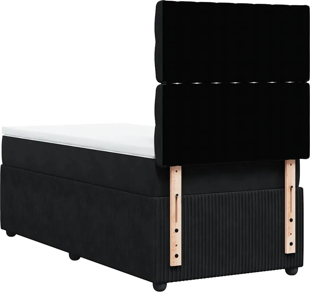 Box spring postel s matrací černá 80 x 200 cm samet 3292198