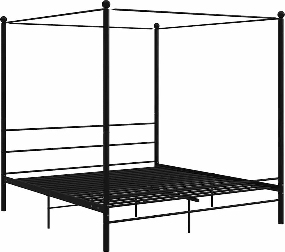 Rám postele s nebesy černý kovový 200 x 200 cm 325069