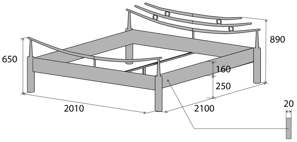 Nábytek ATIKA s.r.o. Kovová postel SHANGHAI Povrchová úprava: na přání dle RAL, Rozměr: 100 x 200 cm