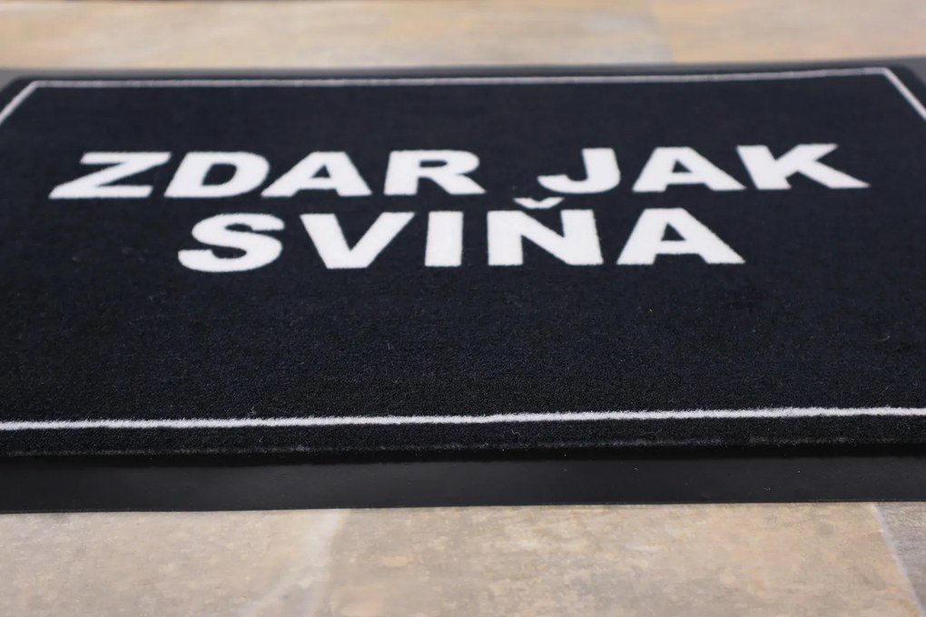Mercury Flooring, Rohožka Zdar jak sviňa 40x60 cm - na ven i na doma, 40x60, černá