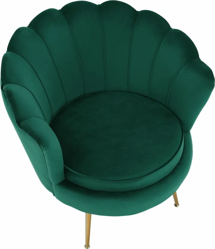 Křeslo ve stylu Art-deco, smaragdová Velvet látka / gold chrom-zlatý, NOBLIN