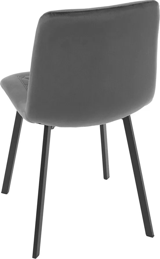 Jídelní židle GIORGIA – šedý samet / černé kovové nohy