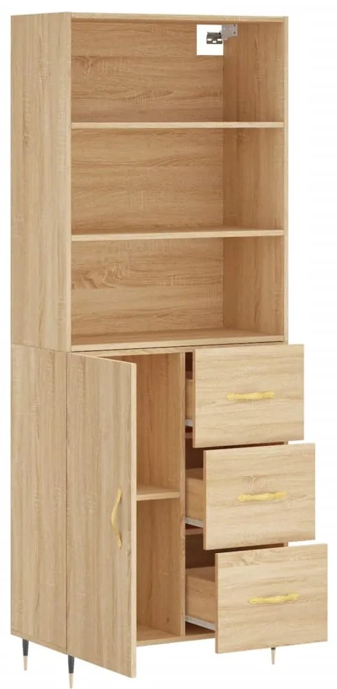 Skříň highboard dub sonoma 69,5 x 34 x 180 cm kompozitní dřevo,  3189424