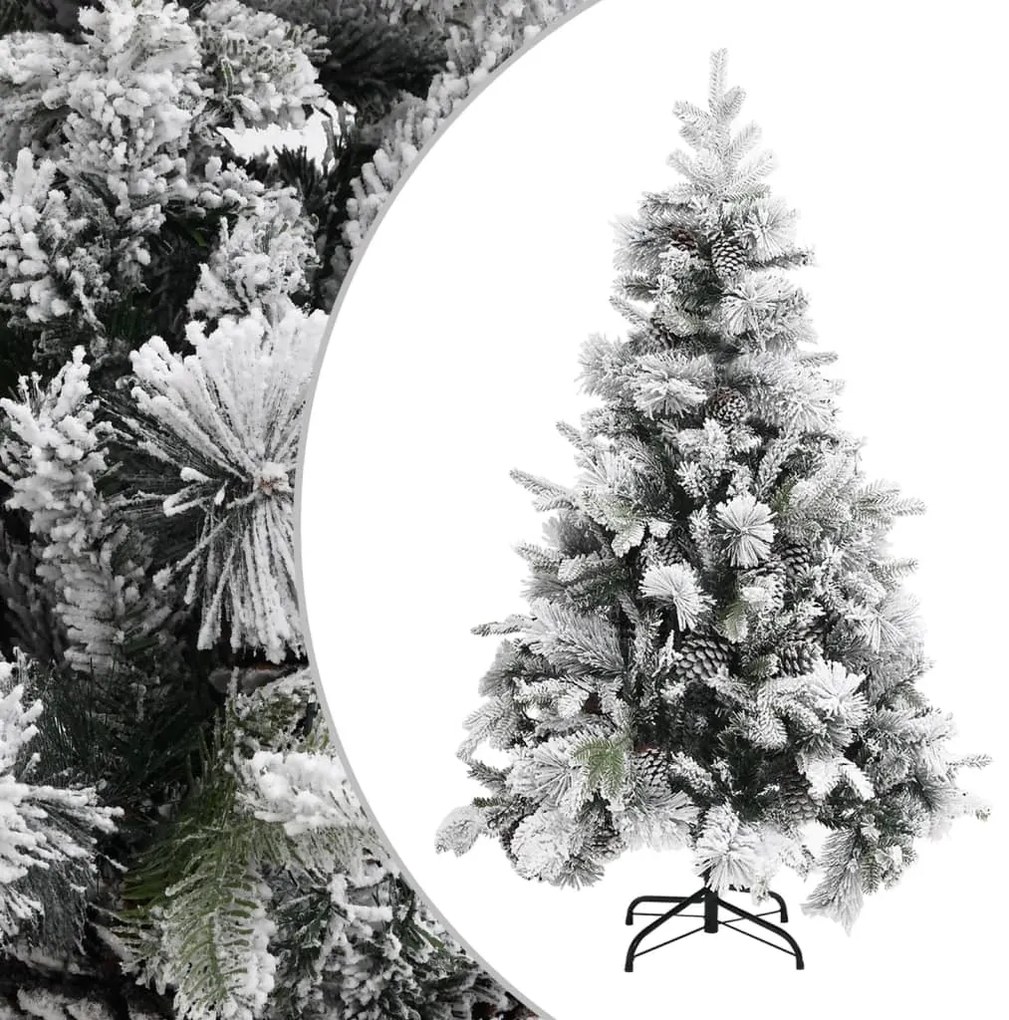 340529 vidaXL Vánoční stromek se sněhem a šiškami 120 cm PVC a PE