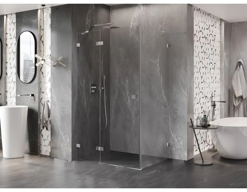 Mexen Lunar, výklopný sprchový kout levý 85 x 70 cm, 8mm čiré sklo, chromový profil, 834-085-070-01-00-L
