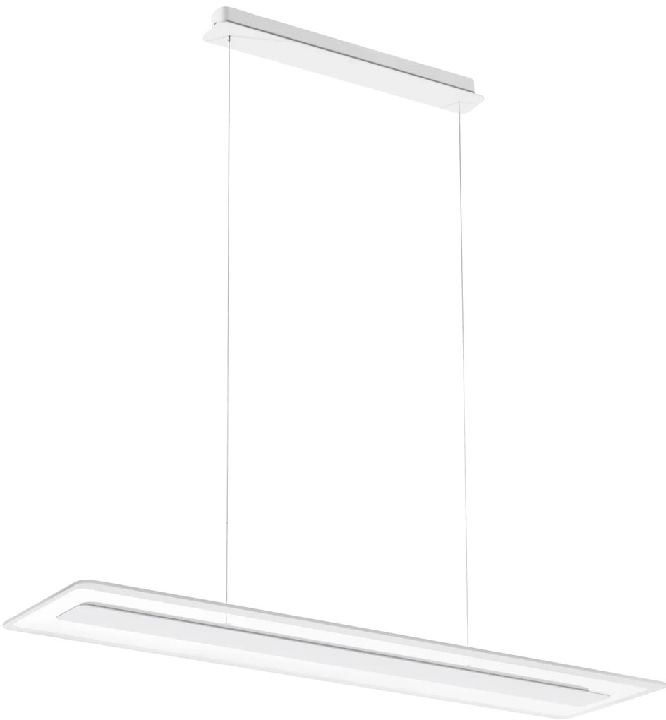 Linea Light Antille_P, závěsné svítidlo z pískovaného skla a bílého kovu, 44W LED 3000K, délka 95cm