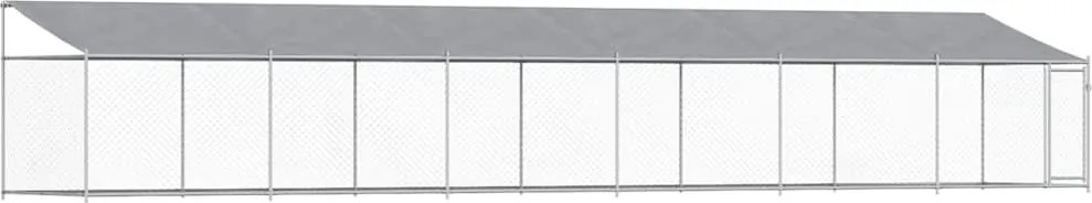 Klec pro psy se střechou a dvířky šedá 12x2x2m pozinkovaná ocel 3209572