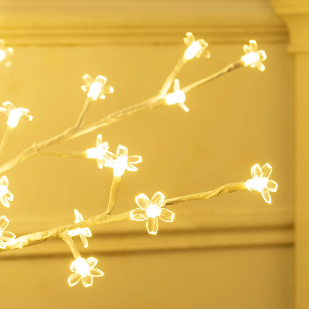 HOMCOM Umělý strom, umělý sakurovník, s 120 LED, 3 úrovně jasu, teplá bílá, realistická kůra, 21 x 150 cm
