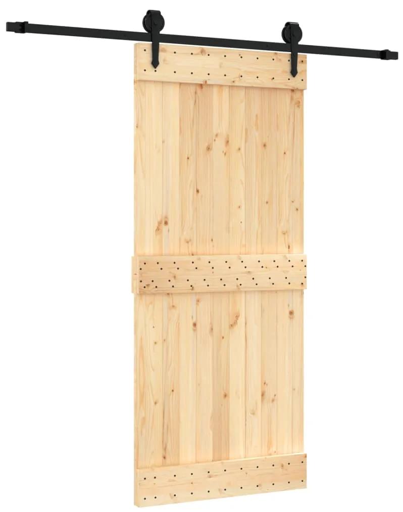 Posuvné dveře s kováním 90 x 210 cm masivní borové dřevo,  3203233